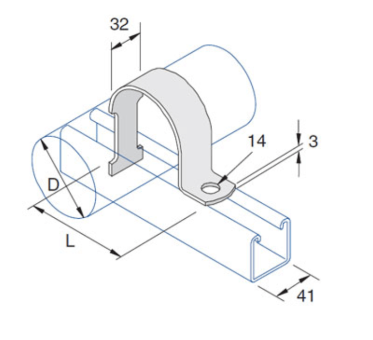 Unistrut SS2/DHG Pipe Clamp 32-43mm HDG | Web Ltd